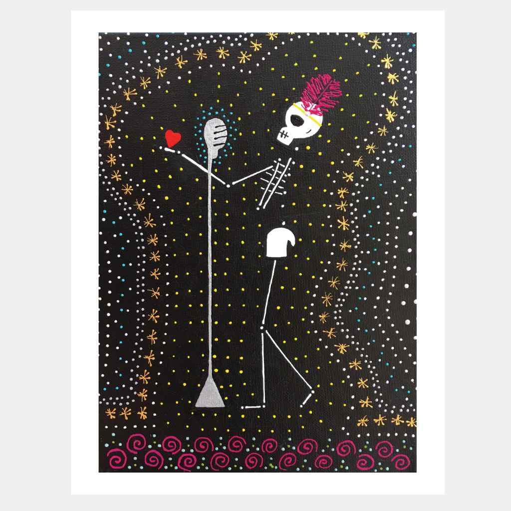 Singer Skeleton - Art Print